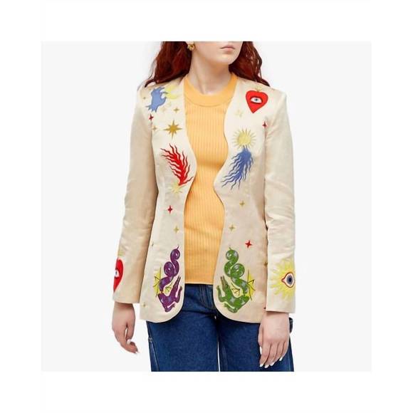 Alemais | Jackets & Coats | New Alemais Whimsy Lou Open Blazer In Cream ...